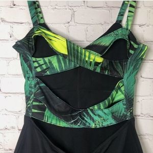 Fabletics | Dresses | Fabletics Malindi Dress Green Black Strappy Back ...